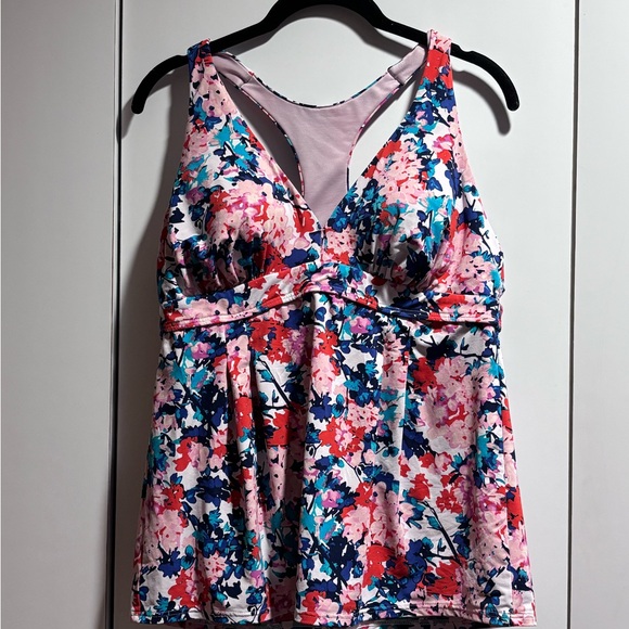 Lands' End | Swim | Lands End Floral Swim Top Pink And Blue | Poshmark